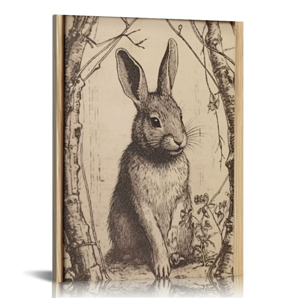 Nawypu Rustic Wooden Vintage Wall Rabbit Decor | Farmhouse Bunny Art ...