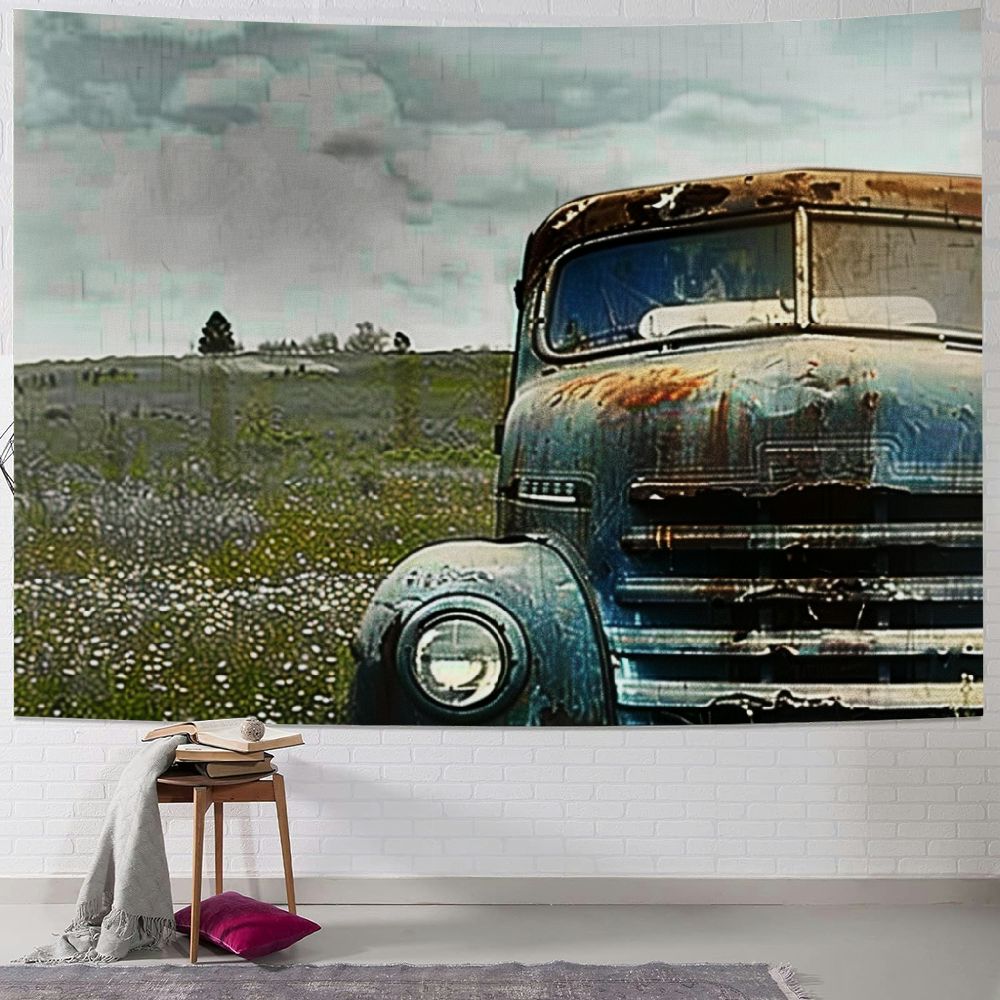 Nawypu Rusty Car Tapestry for Bedroom Living Room Dorm Painting ...