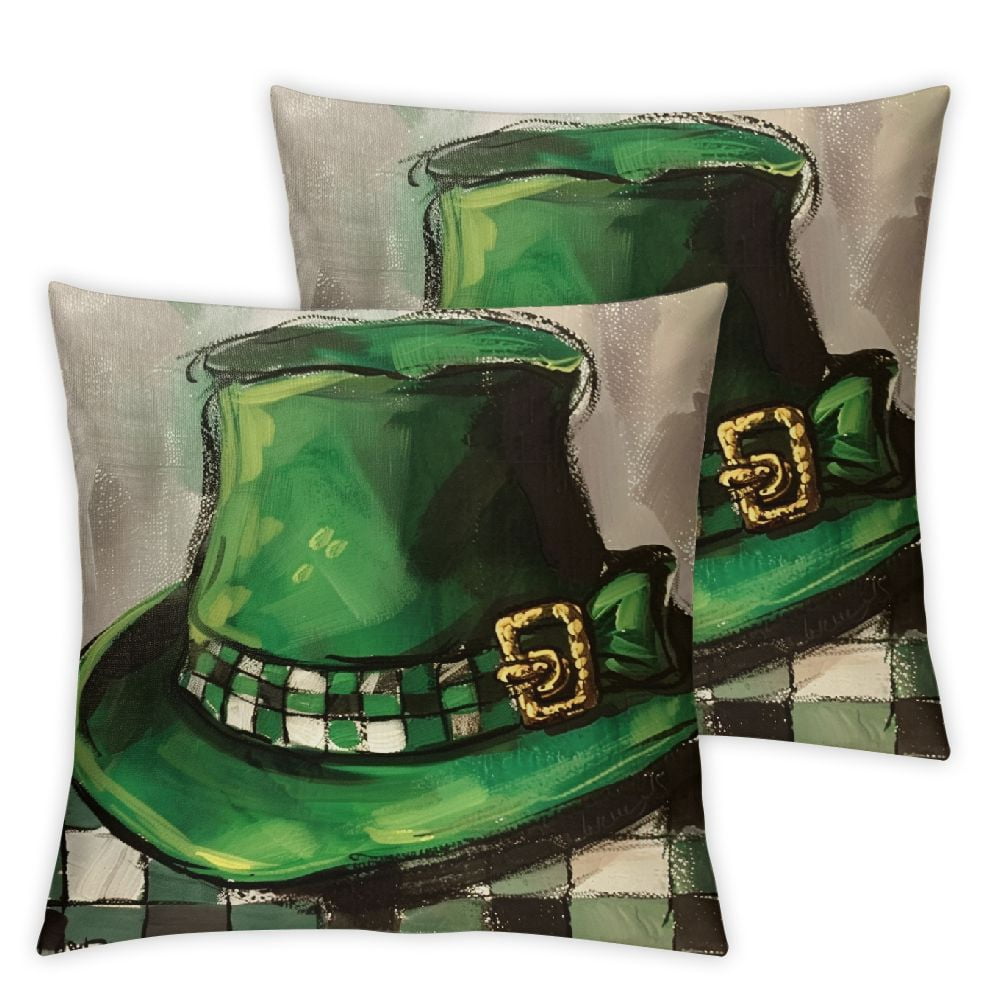 Nawypu ST Patricks Day Buffalo Plaid Lucky Clover Hat Irish Kisses ...