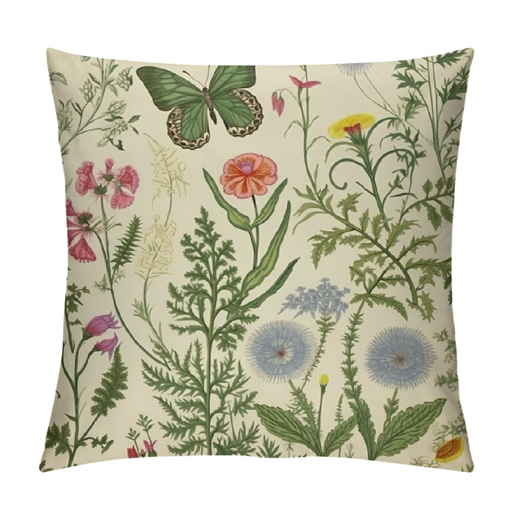 Nawypu Sage Green Floral Pillow Covers Spring Wild Flower Decorative ...