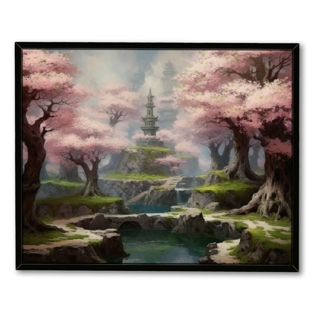 Nawypu Sakura Poster, Japanese Zen, Painting, Sakura Pink Wall Art ...