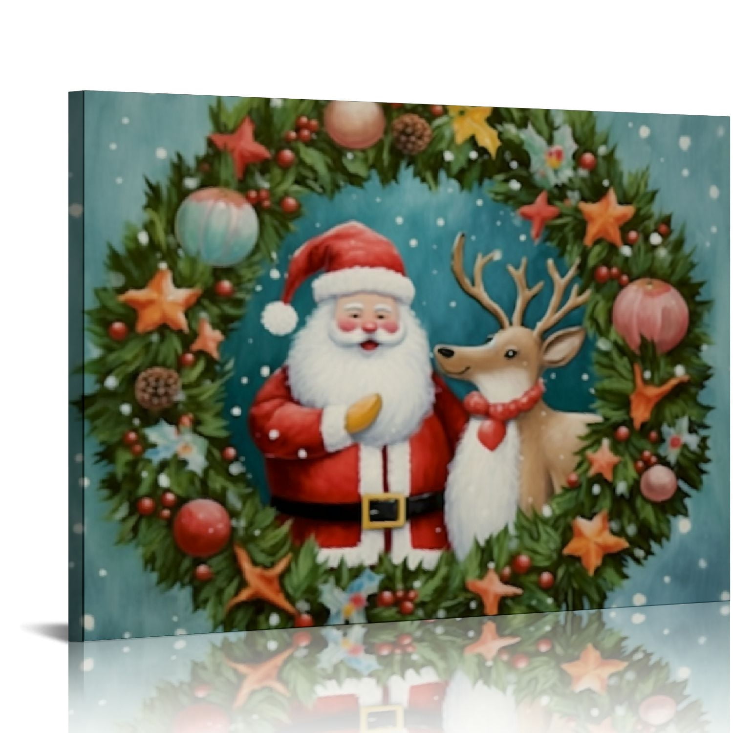 Nawypu 'Santa Snowman And Reindeer' by Christine Rotolo, Canvas Wall ...