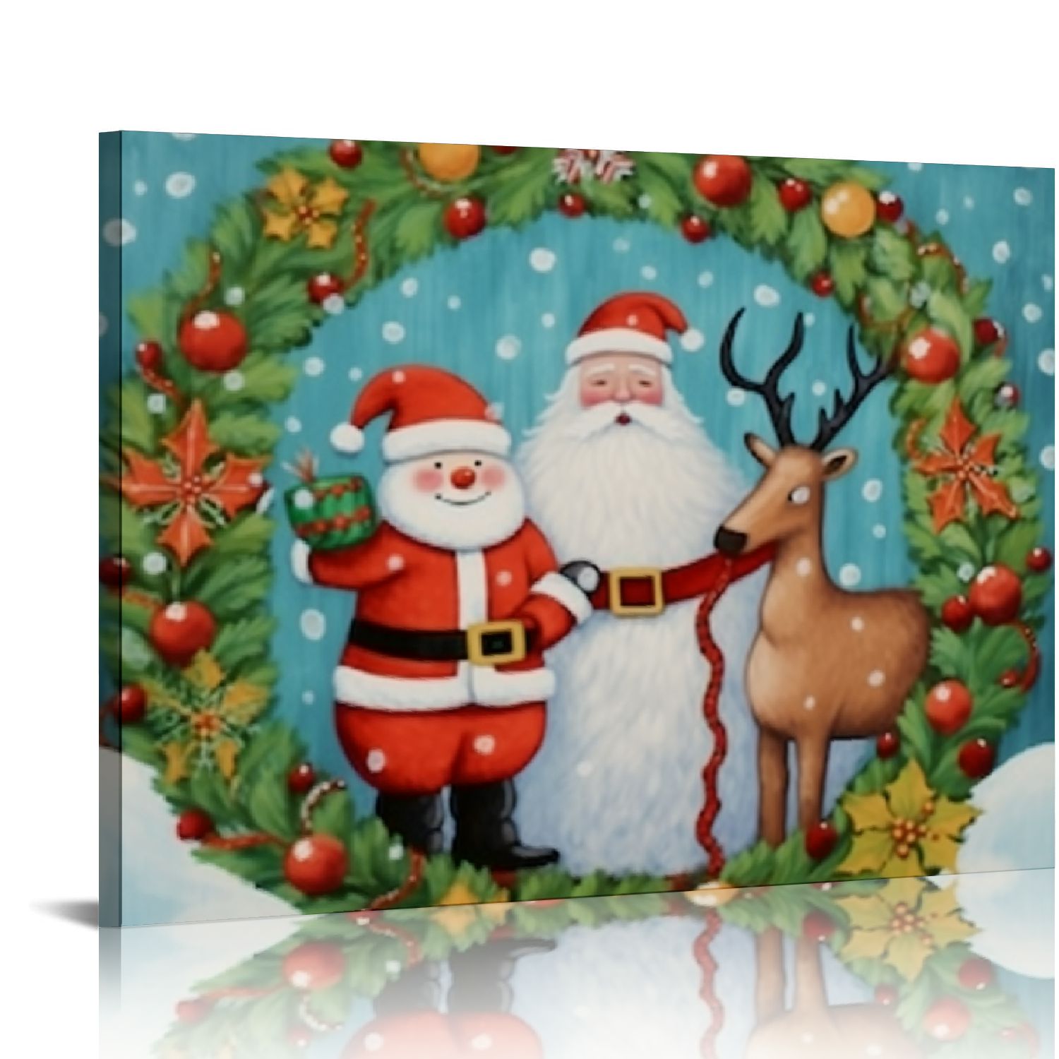 Nawypu 'Santa Snowman And Reindeer' by Christine Rotolo, Canvas Wall ...
