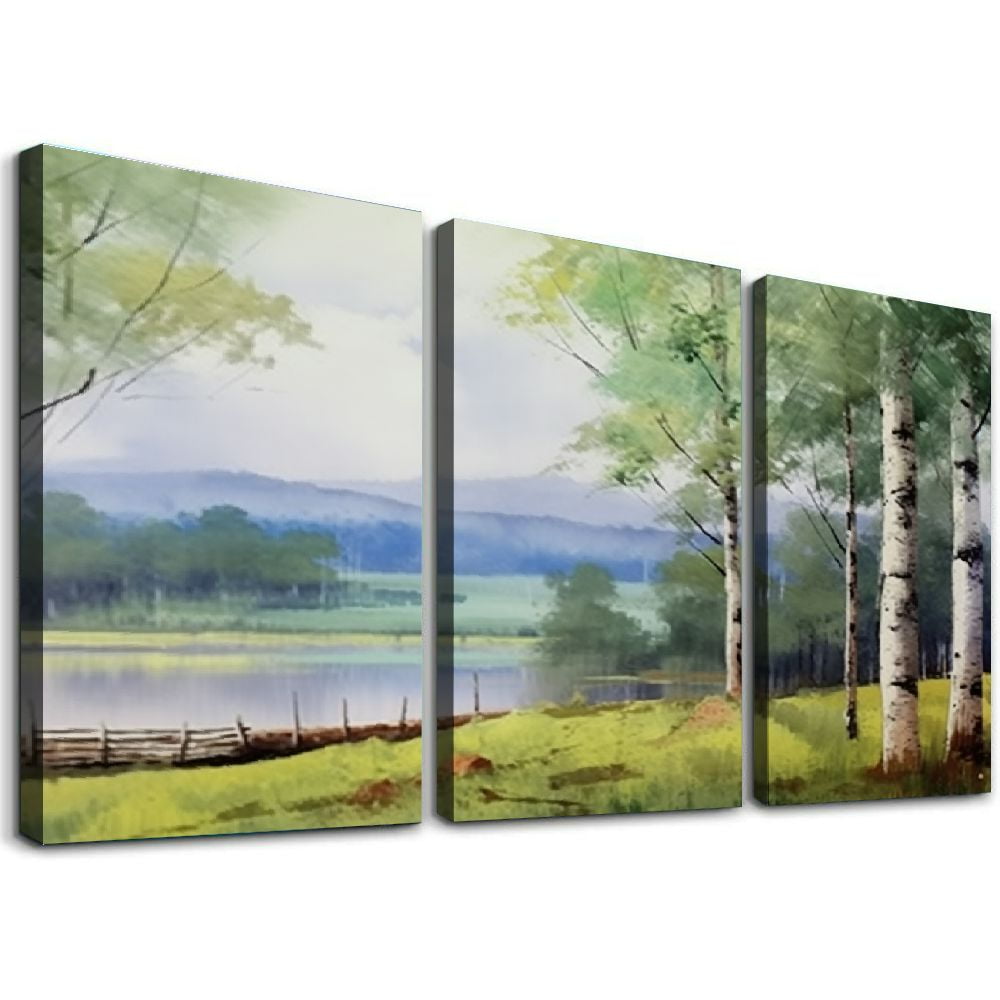 Nawypu Scenery Wall Art Forest Landscape Tree Canvas Textured Painting ...
