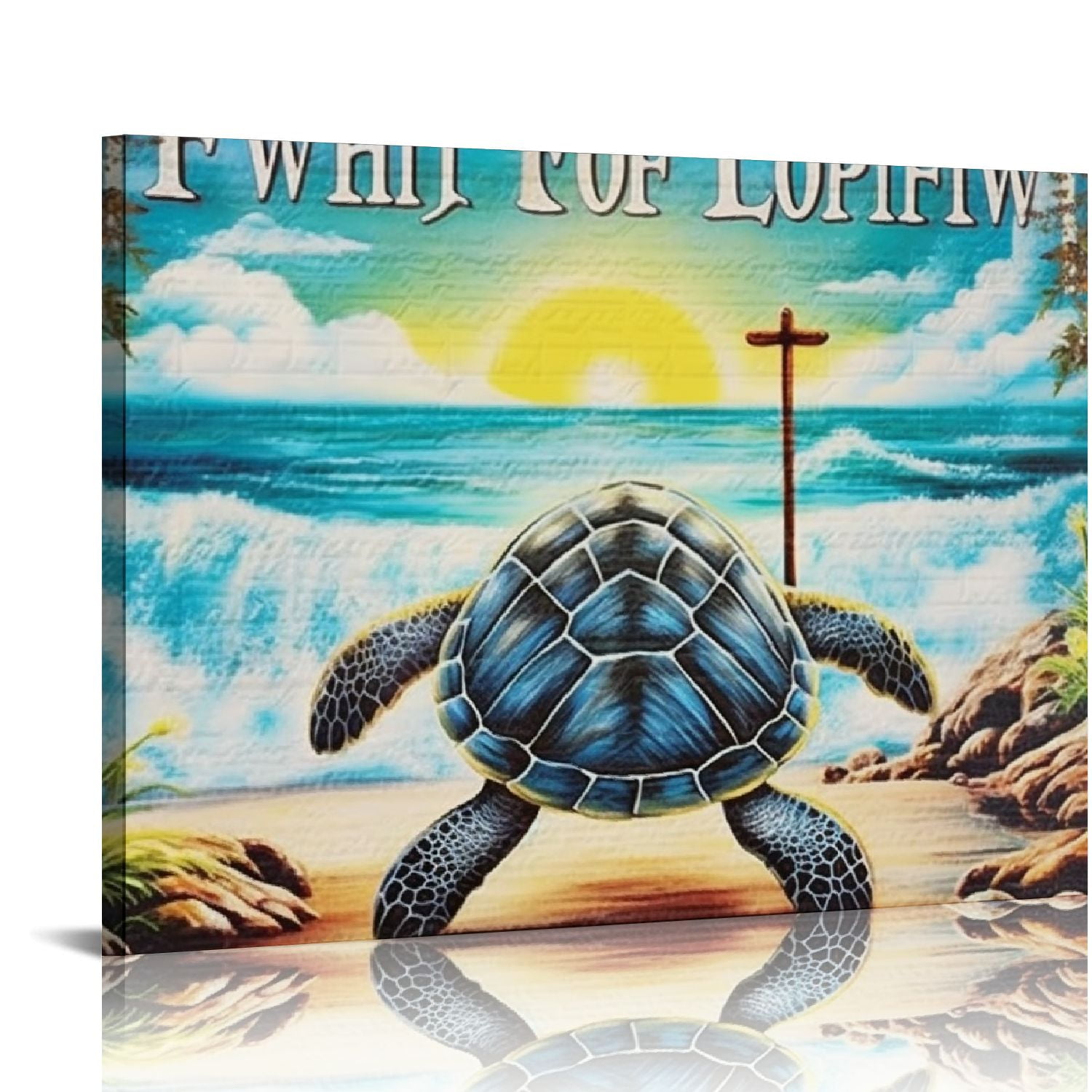 Nawypu Scripture Holy Bible Wall Art Teal Sea Turtle Walk by Faith ...