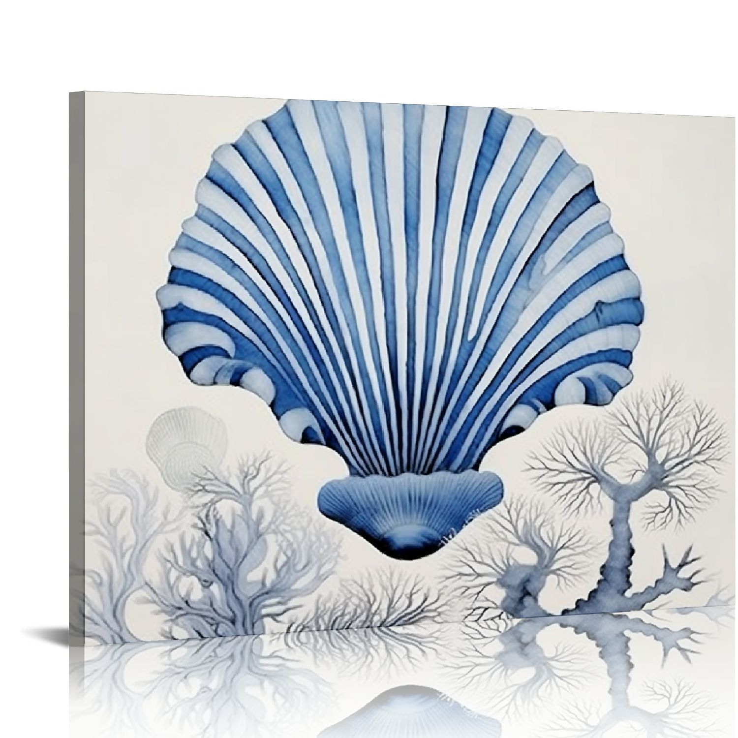 Nawypu Sea Coastal Style Canvas Wall Art Blue and Grey Starfish Shell ...