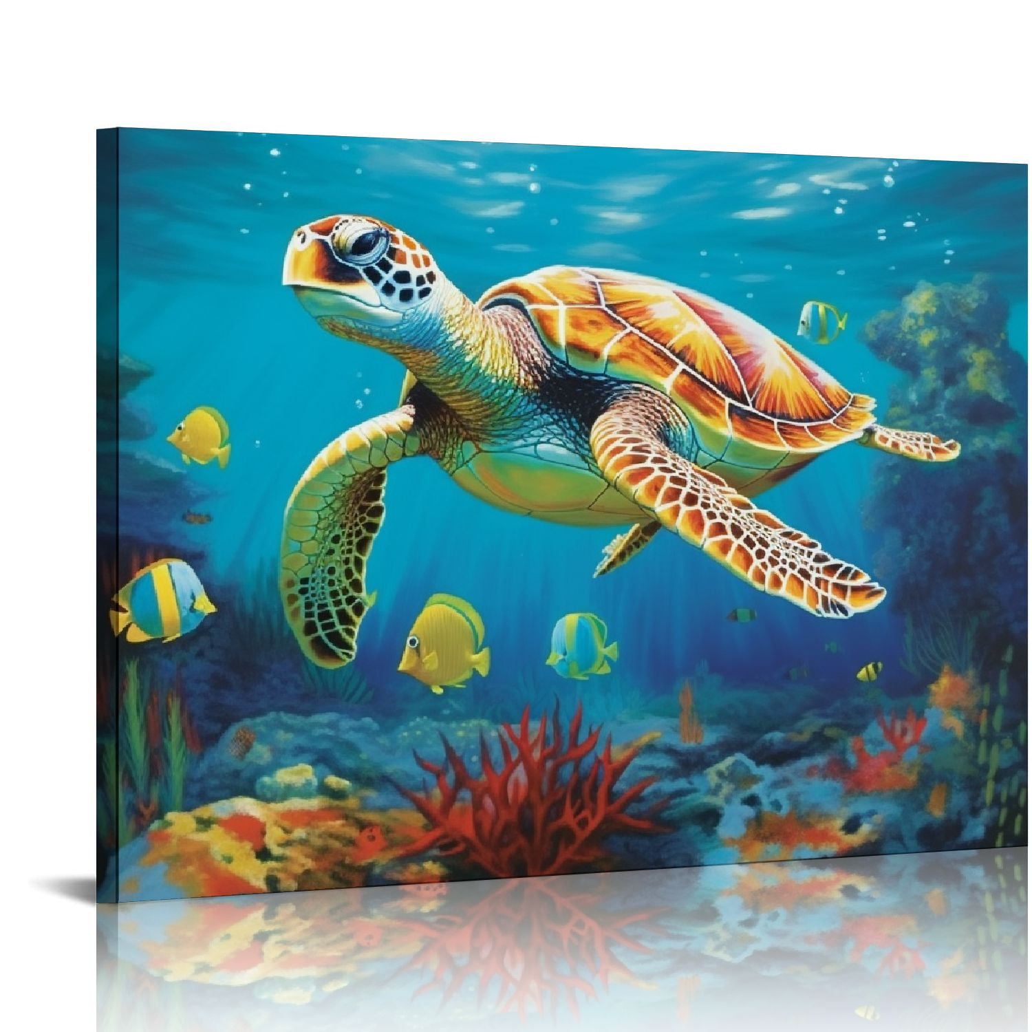 Nawypu Sea Turtle Canvas Wall Art Bathroom Pictures Wall Decor Beach ...