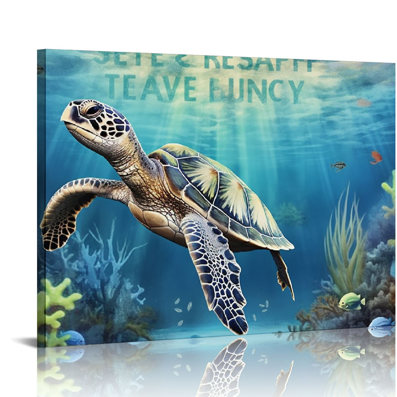Awypu Sea Turtle Wall Art Turtle Pictures Wall Decor Inspirational ...