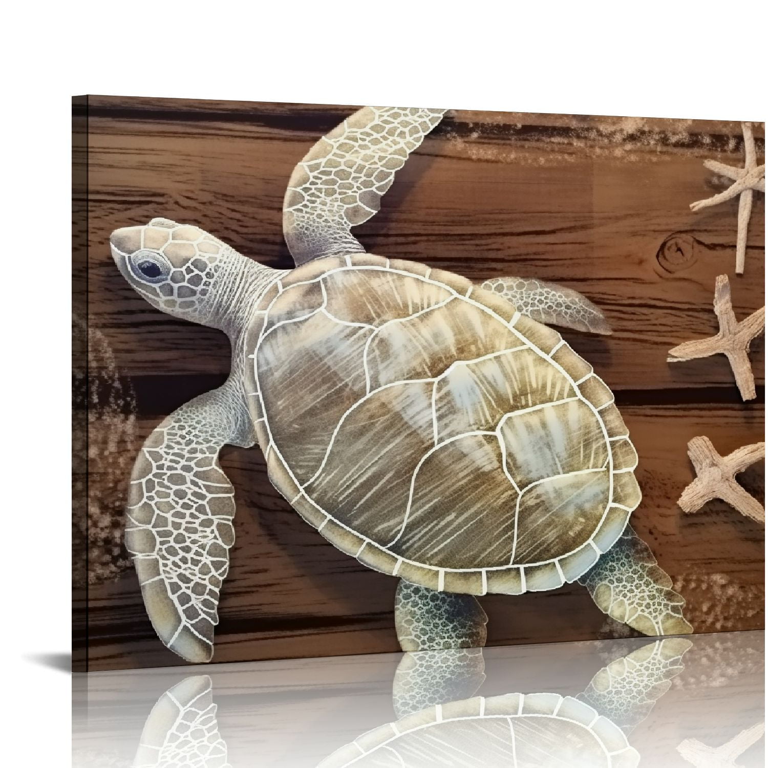 Nawypu Sea Turtle Wood Wall Art: Sea Life Framed Print Picture Ocean ...