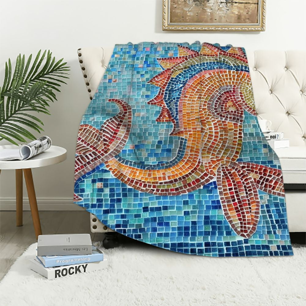 Nawypu Seahorse Bed Blanket Ultra Soft Ocean Theme Throw Blanket All ...
