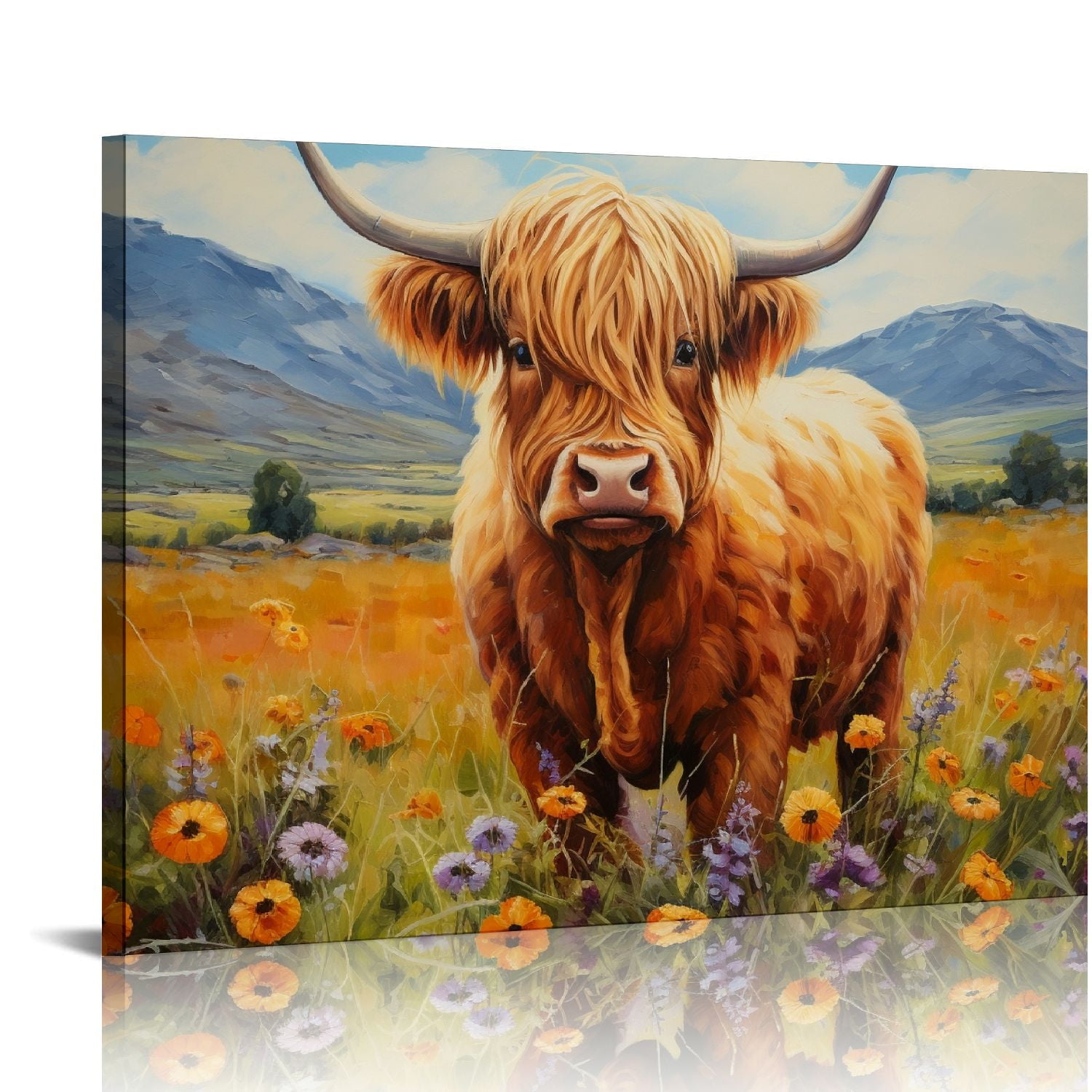 Nawypu Sense&Sensibility Art Cow Pictures Wall Decor Farmhouse Highland ...