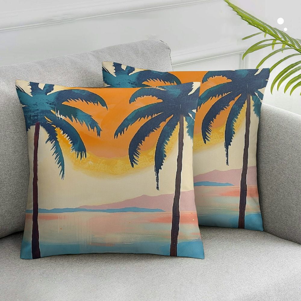 Nawypu Set of 2 Modern Tropical Pillow Covers Leaves Palm Tree ...