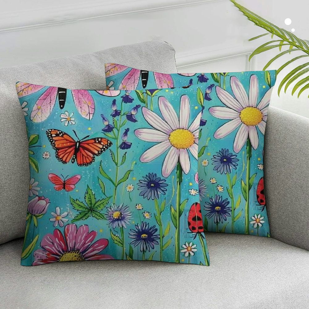 Nawypu Set of 2 Outdoor Waterproof Spring Summer Pillow Covers Floral ...