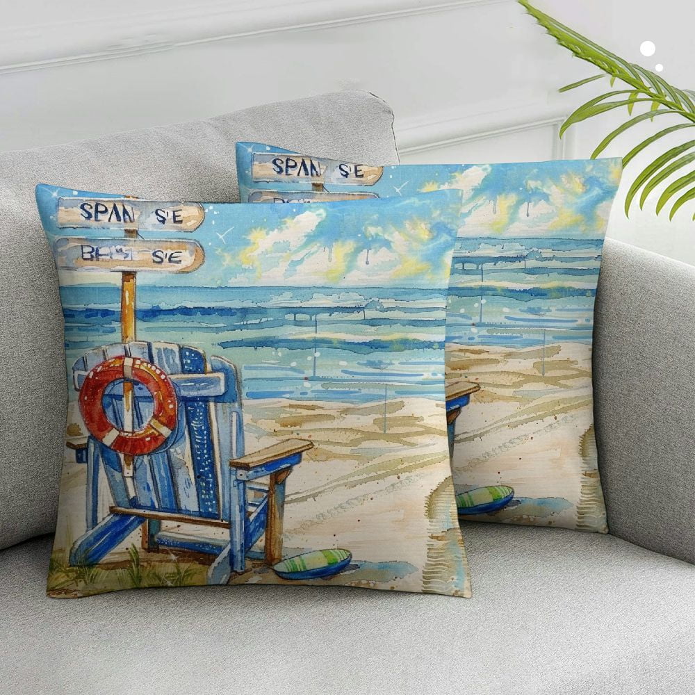 TIAOTIAOHOU Set of 2 Summer Beach Pillow Cover Tropical Sea Case Blue ...