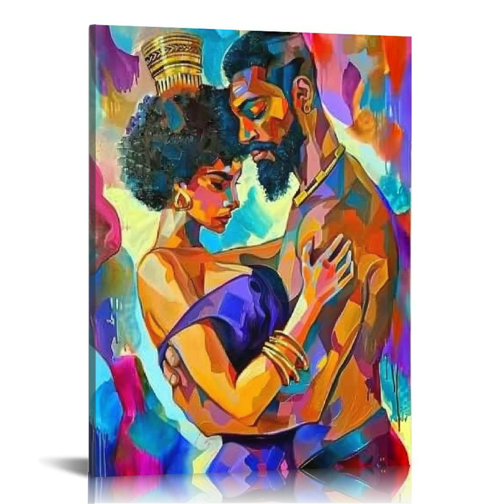 Nawypu Set of African American Canvas Wall Art, Black King and Queen Art Sexy Lover Paintings ...