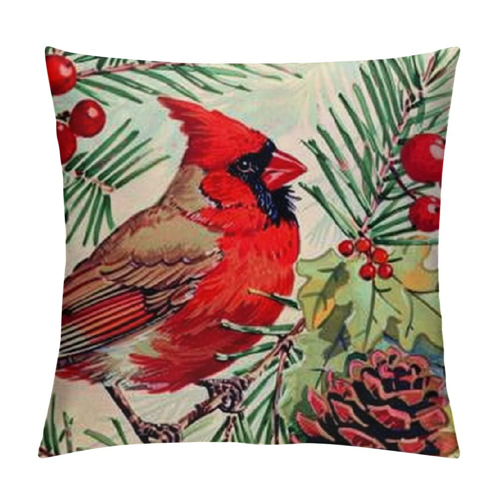 Nawypu Set of Animal Throw Pillow Covers Cardinal Sparrow Robin Bird ...