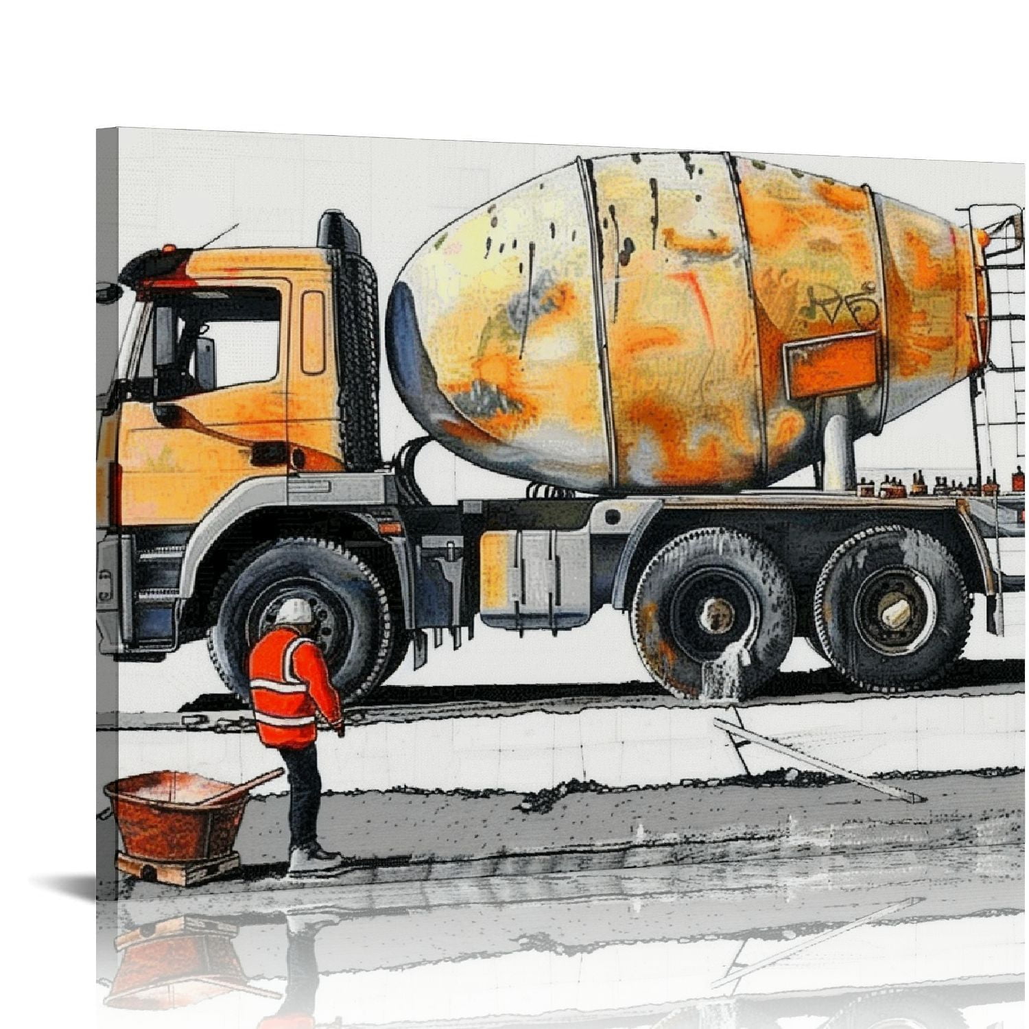 Nawypu Set of Construction Nursery Vehicle Art Posters Canvas Wall Art ...