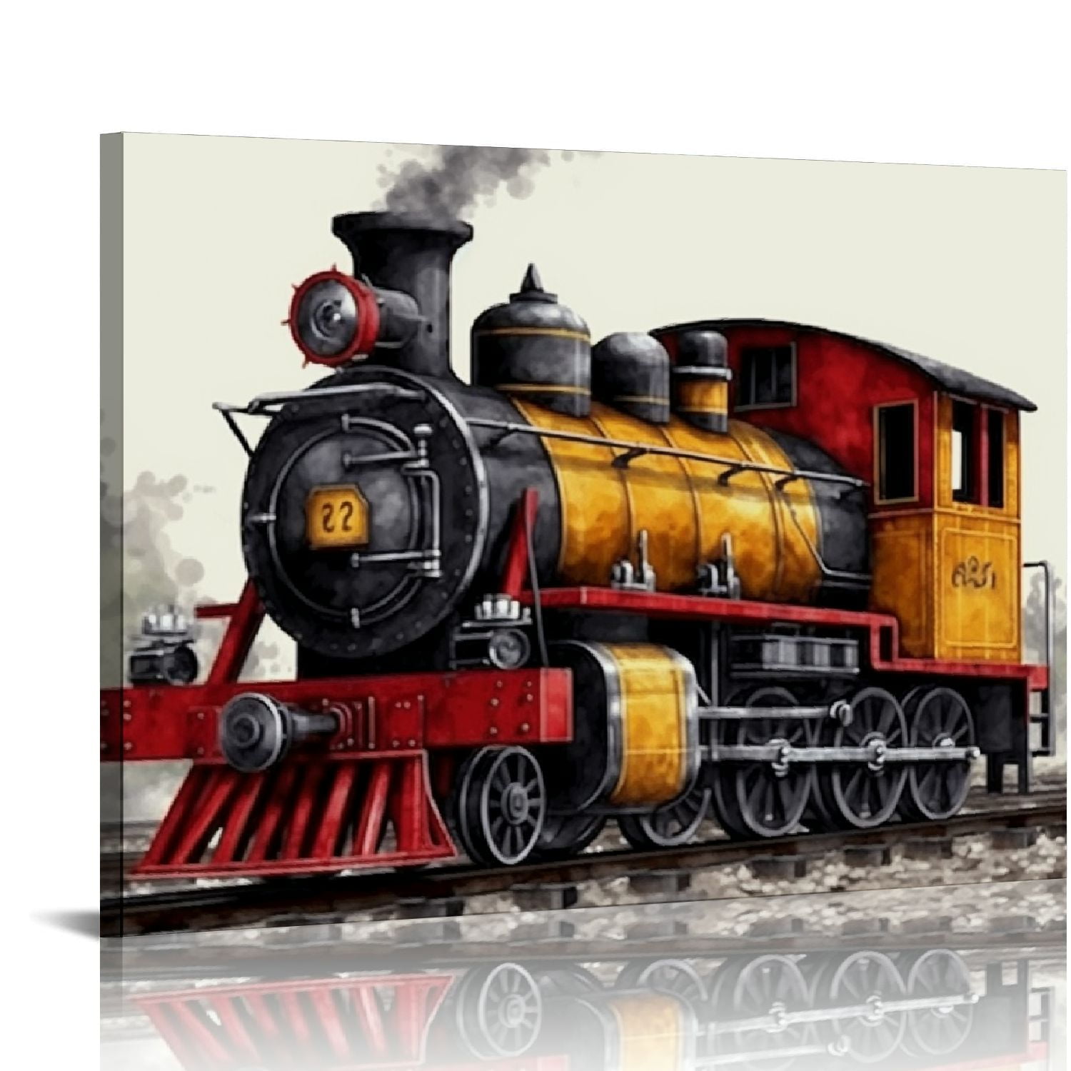 Nawypu Set of Retro Steam Train Nursery Vehicle Art Posters Canvas Wall ...