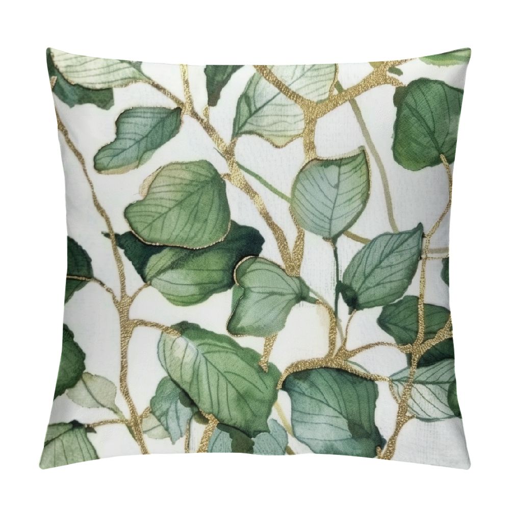 Awypu Set of Throw Pillow Covers Soft Eucalyptus Leaf Pillow Cases ...