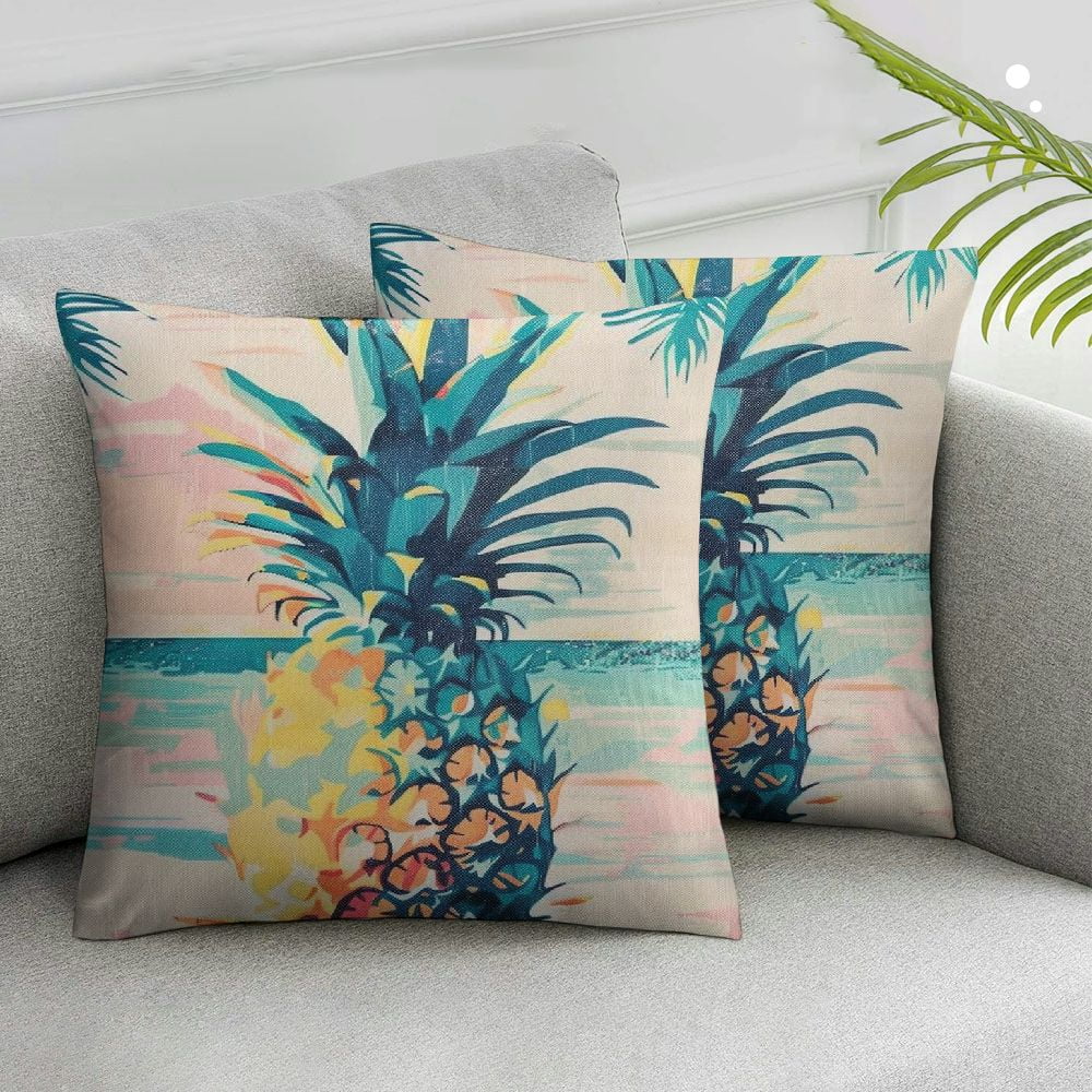 Nawypu Set of 2 Hello Summer Pillow Covers Beach Theme Decorative Throw ...