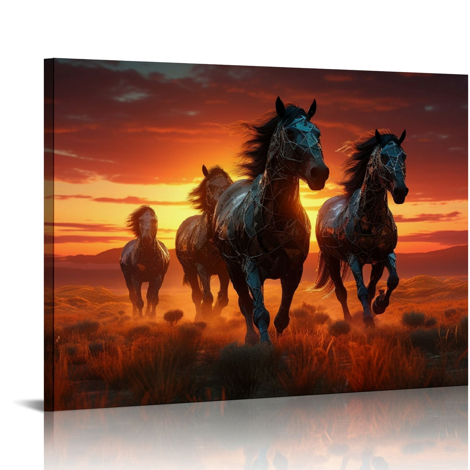 Nawypu Seven Lucky Running Wild Horses Wall Art Animal Posters Canvas ...