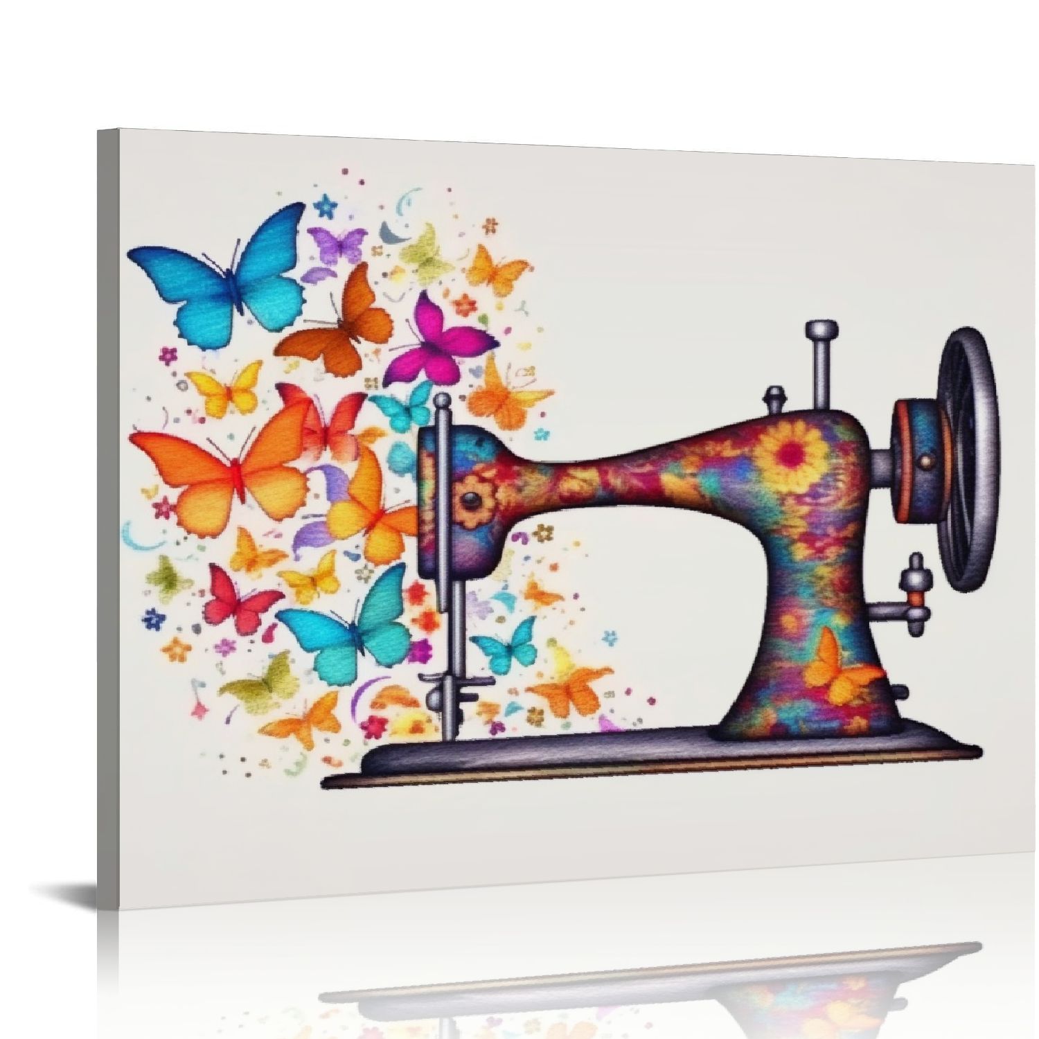 Nawypu Sewing Machine Butterfly Seamstress Sewing Watercolor Art ...