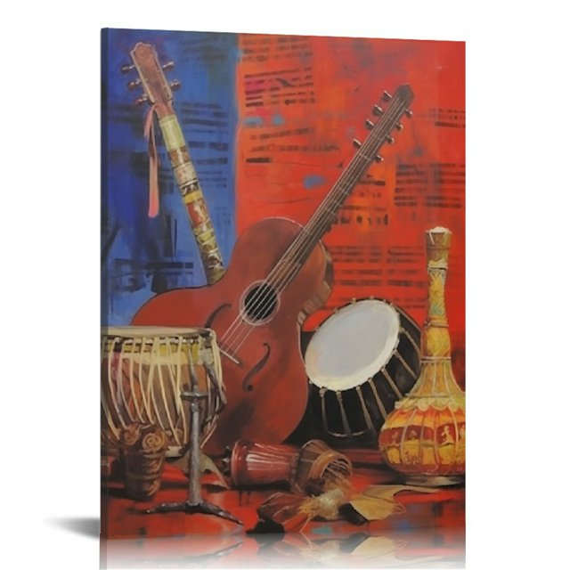 Nawypu Sitar and Harmonica Wall Art Music Wall Art Indian Musical ...
