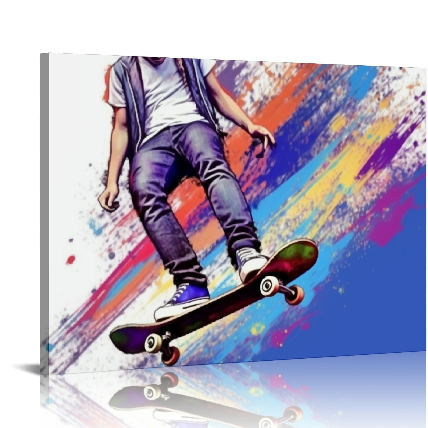 Nawypu Skateboarding Canvas Print Poster, Skateboarder Wall Art ...
