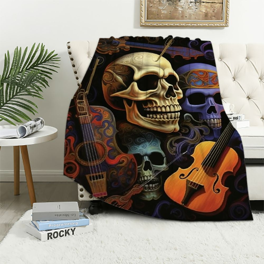 Nawypu Skull Rock Band Blanket - Soft, Skin-Friendly, and Warm, Unique ...