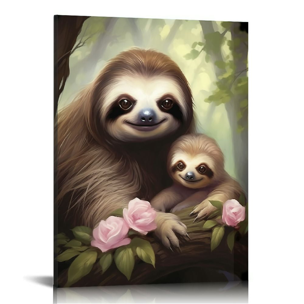 Nawypu Sloth Wall Art Canvas Framed Wall Art Animals To My Son prints ...