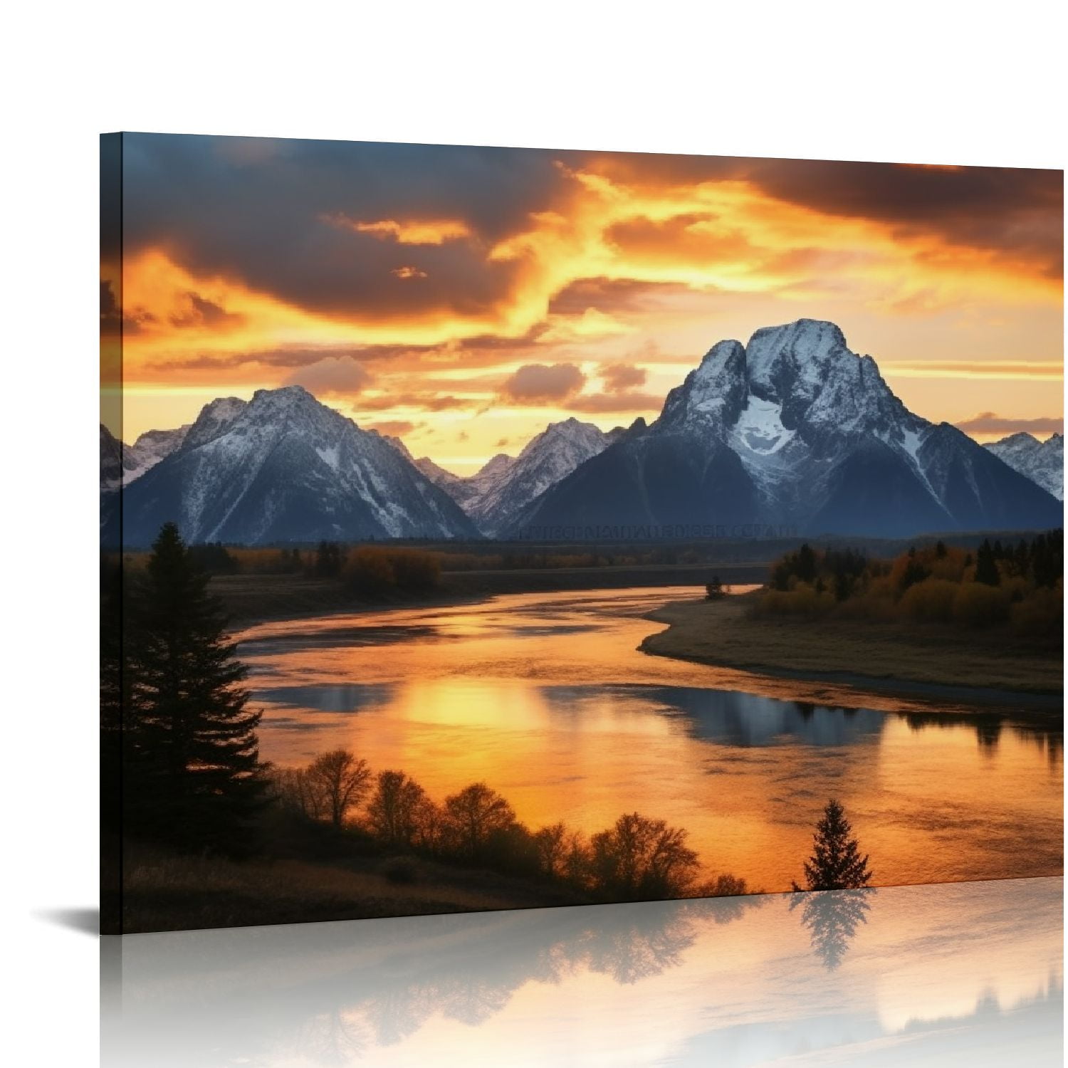 Nawypu Smoky Mountain Wall Art Grand Teton Oxbow Bend Picture Nature ...
