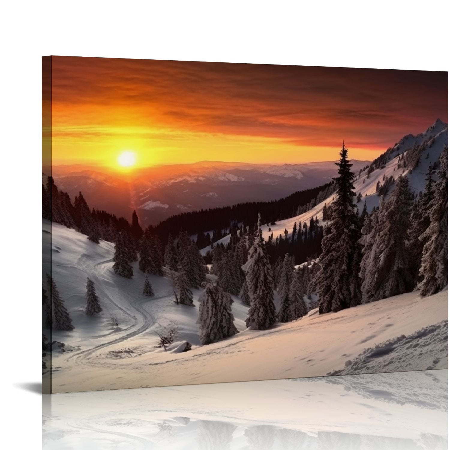 Nawypu Snow Mountain Canvas Wall Art Winter Sunrise Nature Landscape ...
