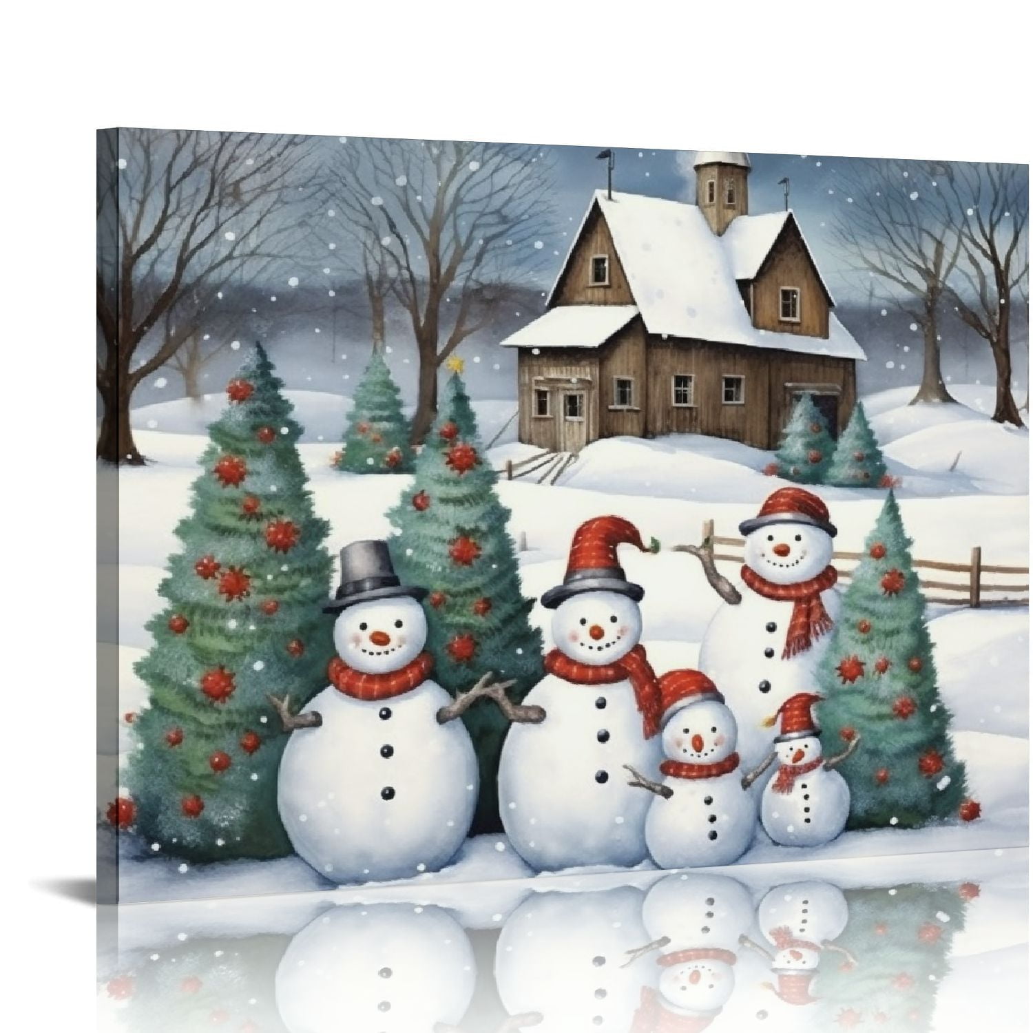 Nawypu Snowman Christmas Canvas Wall Art: Farmhouse Christmas Decor ...