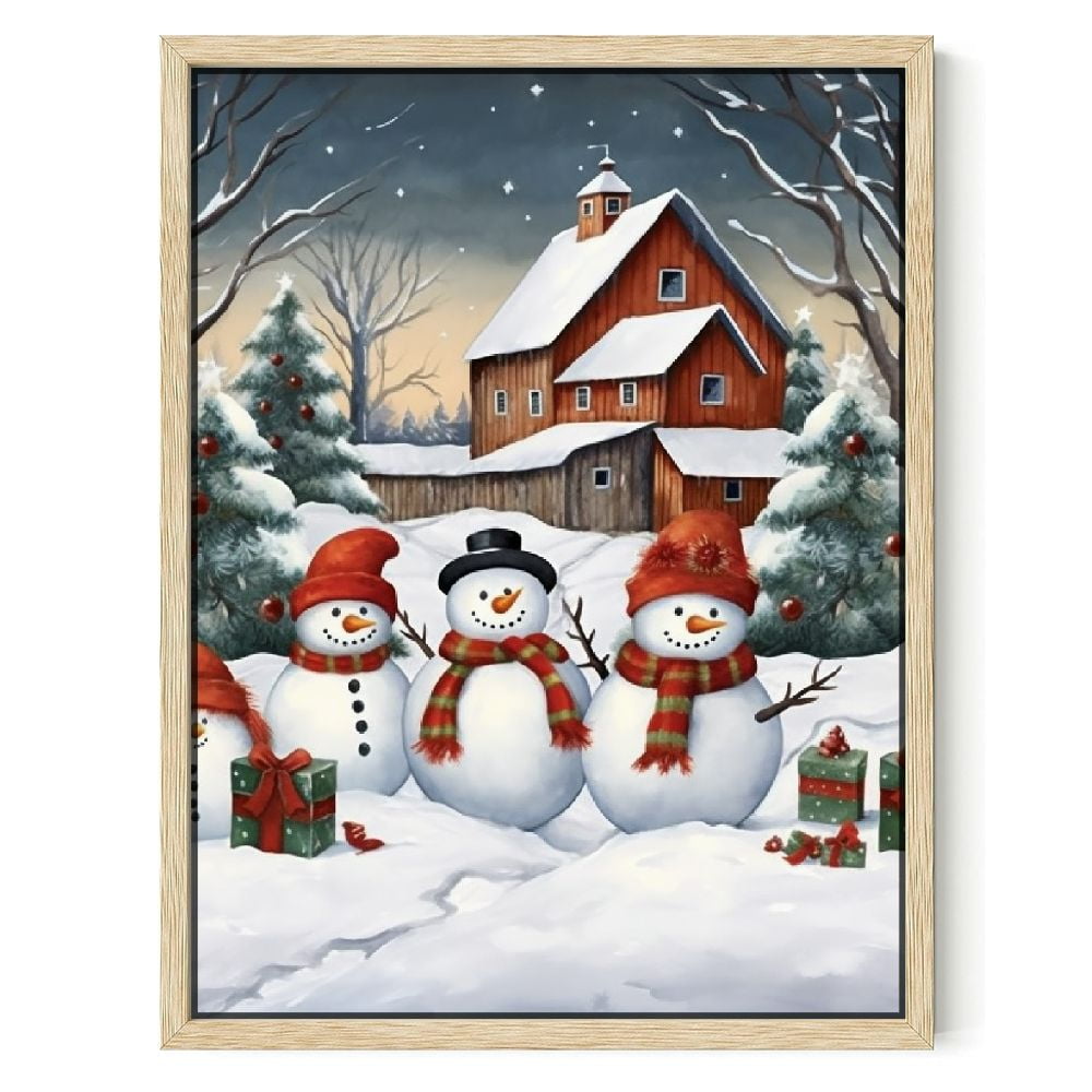 Nawypu Snowman Christmas Canvas Wall Art: Farmhouse Christmas Decor ...