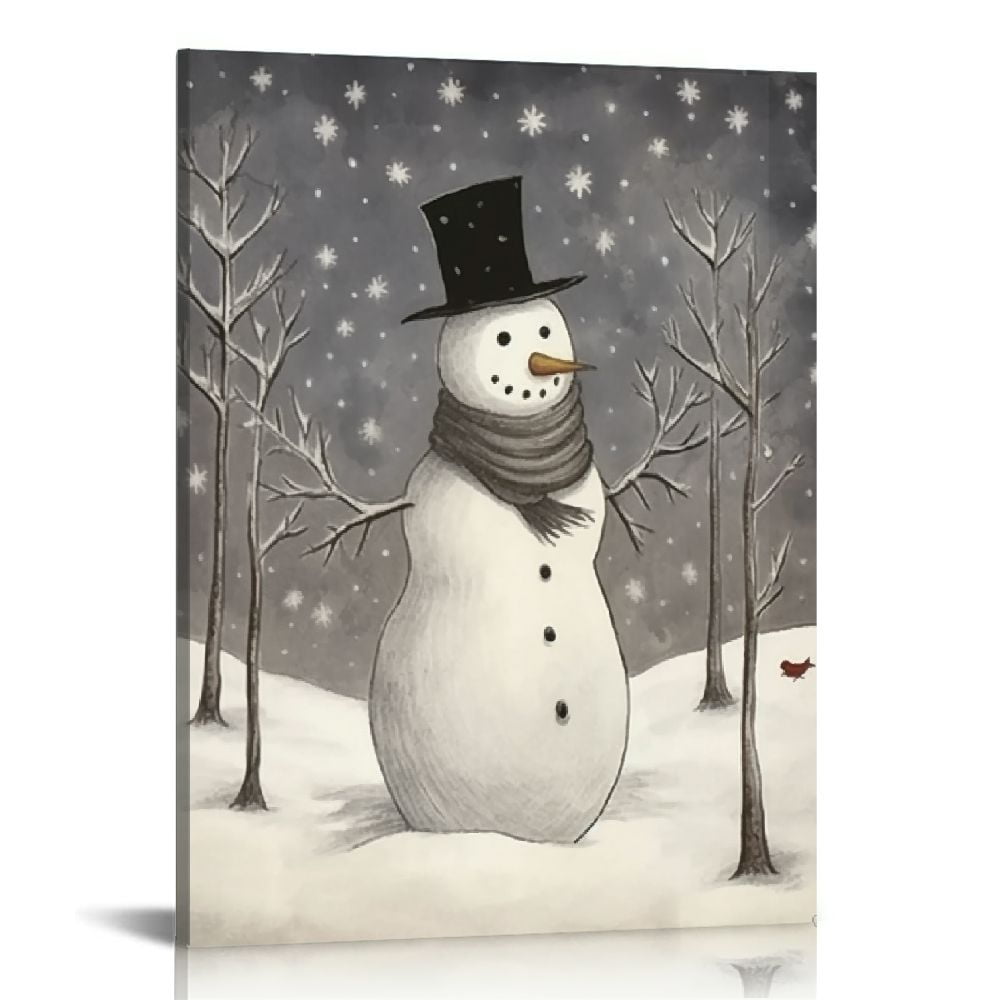 Nawypu Snowman Merry Christmas Canvas Art Posters Wall Art Pictures ...