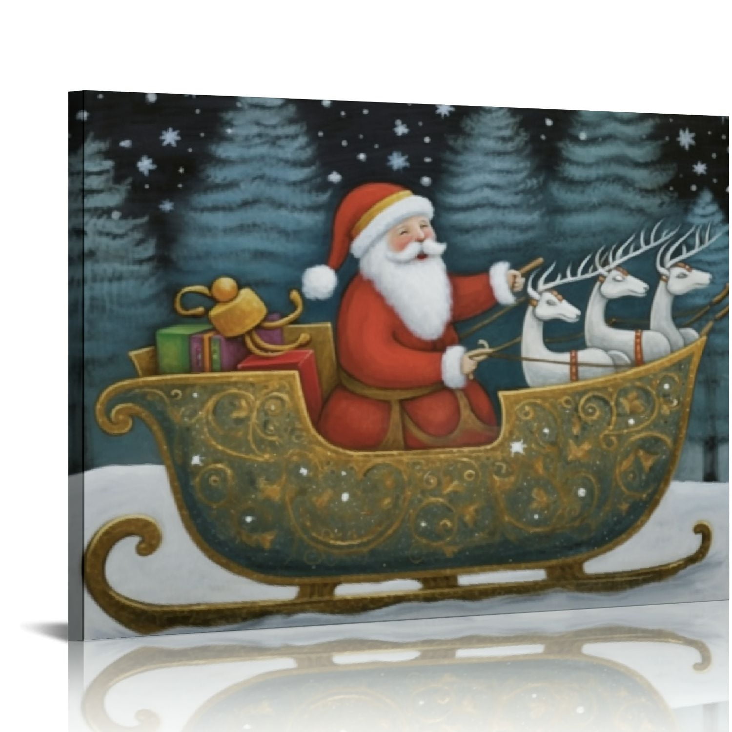 Nawypu 'Snowman Santa In Sleigh' by Christine Rotolo, Canvas Wall Art ...