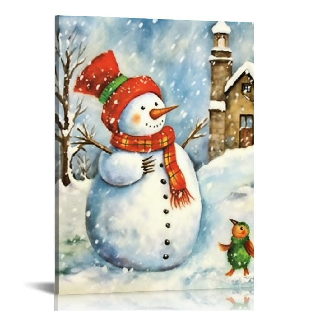 Nawypu Snowman Wall Art Christmas Picture – Snowman Painting Printed on ...