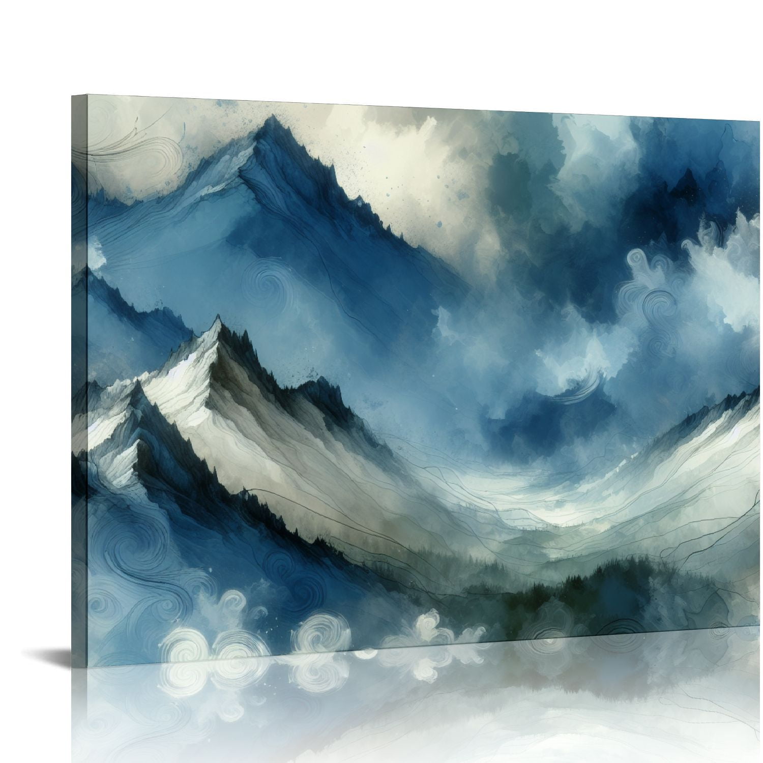 Nawypu Snowy Mountains Canvas - Panel Navy Blue Canvas Wall Art - Navy ...