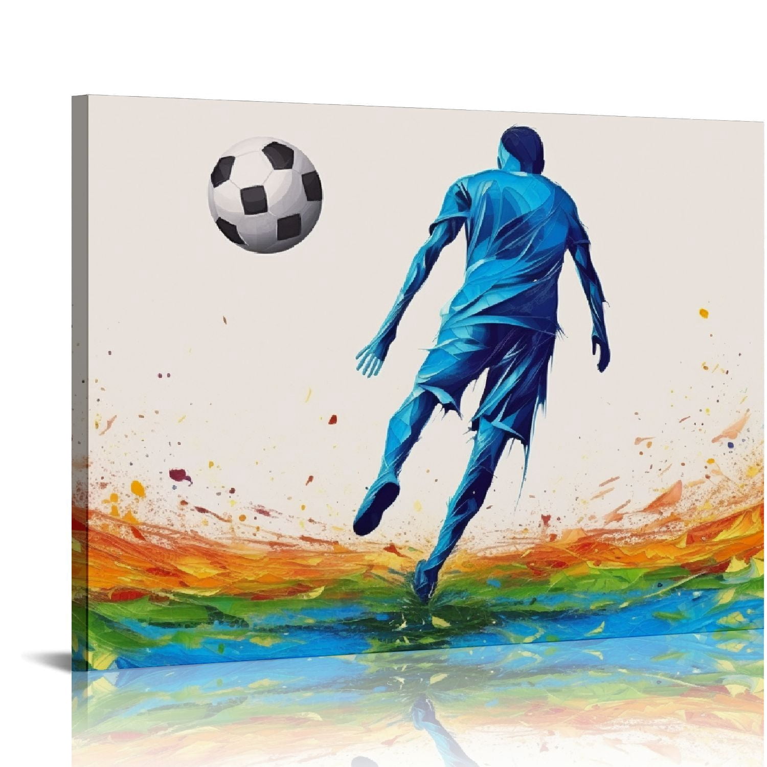 Awypu Soccer Player Man Watercolor Wall Soccer Boy Canvas Painting ...