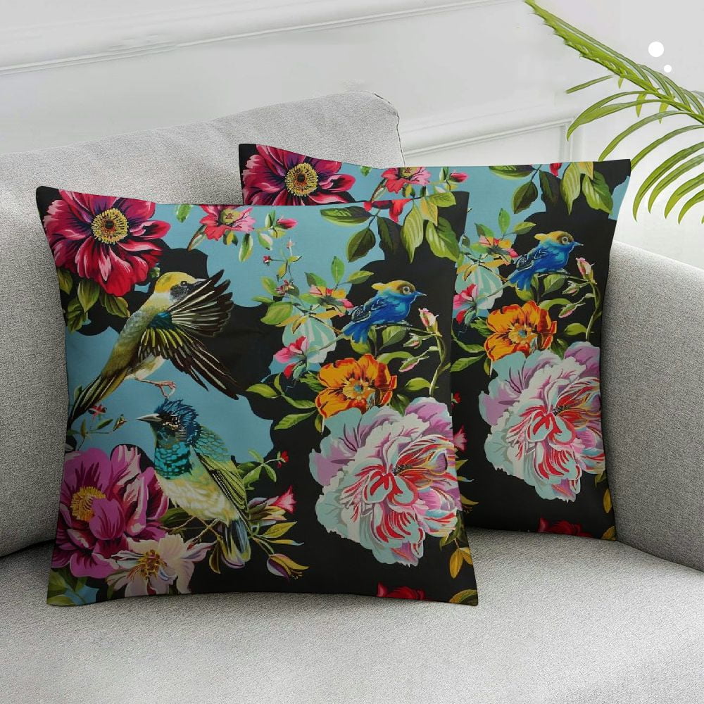 Nawypu Sofa Pillow Covers Flower Cushion Cover Roses Peony Nightingale ...