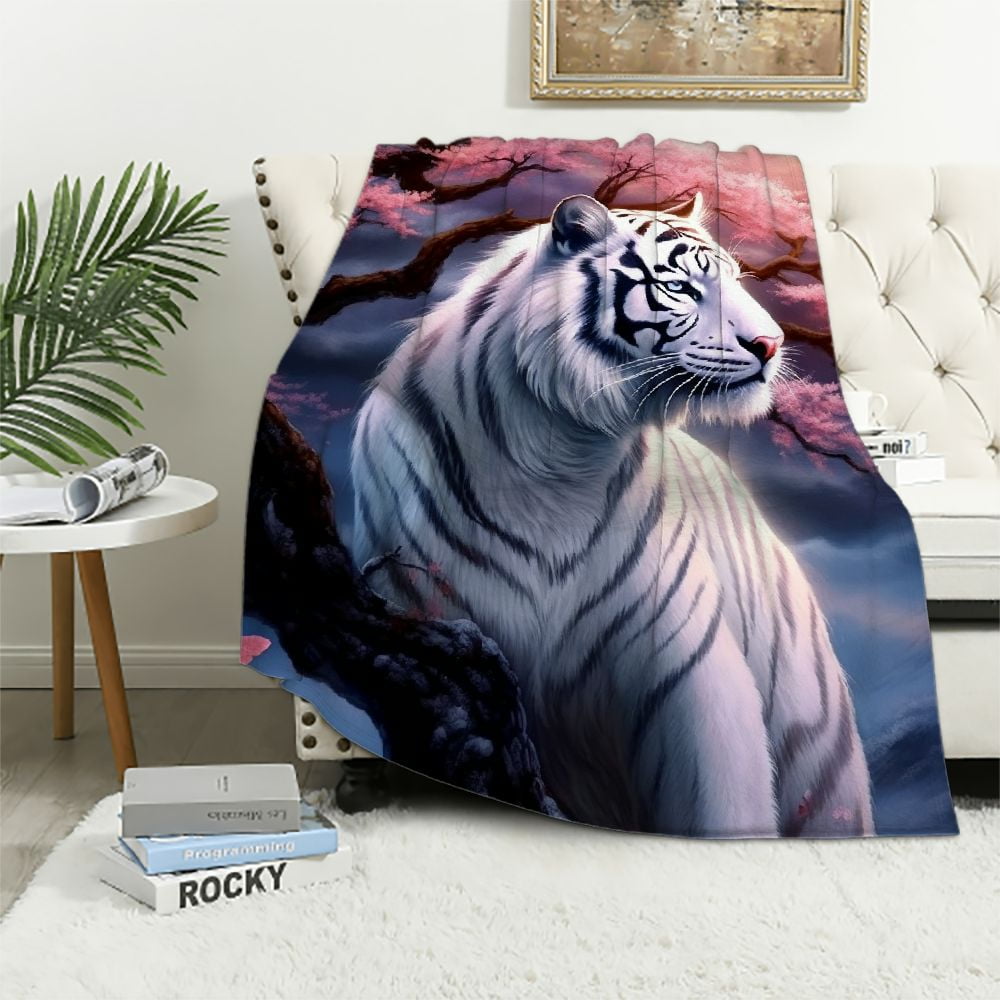 Nawypu Soft Cozy Throw Blanket for Couch, Bengal Tiger White Tiger ...