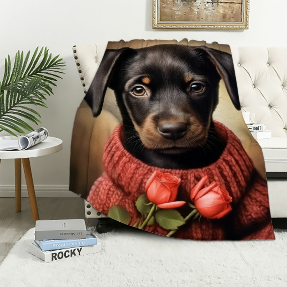 Nawypu Soft Cozy Throw Blanket for Couch, Brown Dog Rottweiler ...