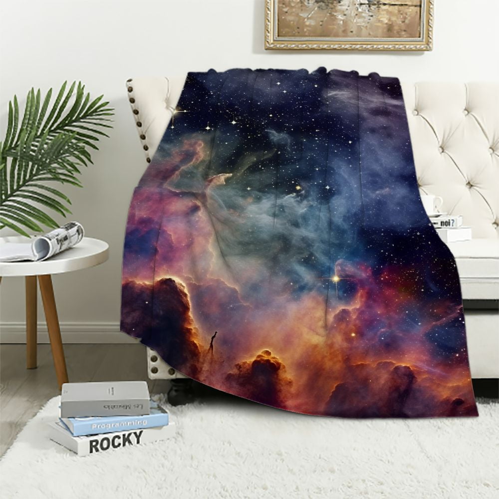 Nawypu Soft Galaxy Blanket Full Purple Nebula Throw Blanket Universe Small Outer Space Adult And