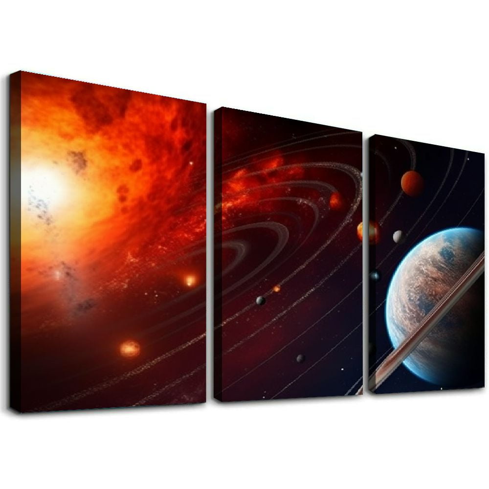 Nawypu Solar system planets Canvas Wall Art Print, Outer Space Artwork ...