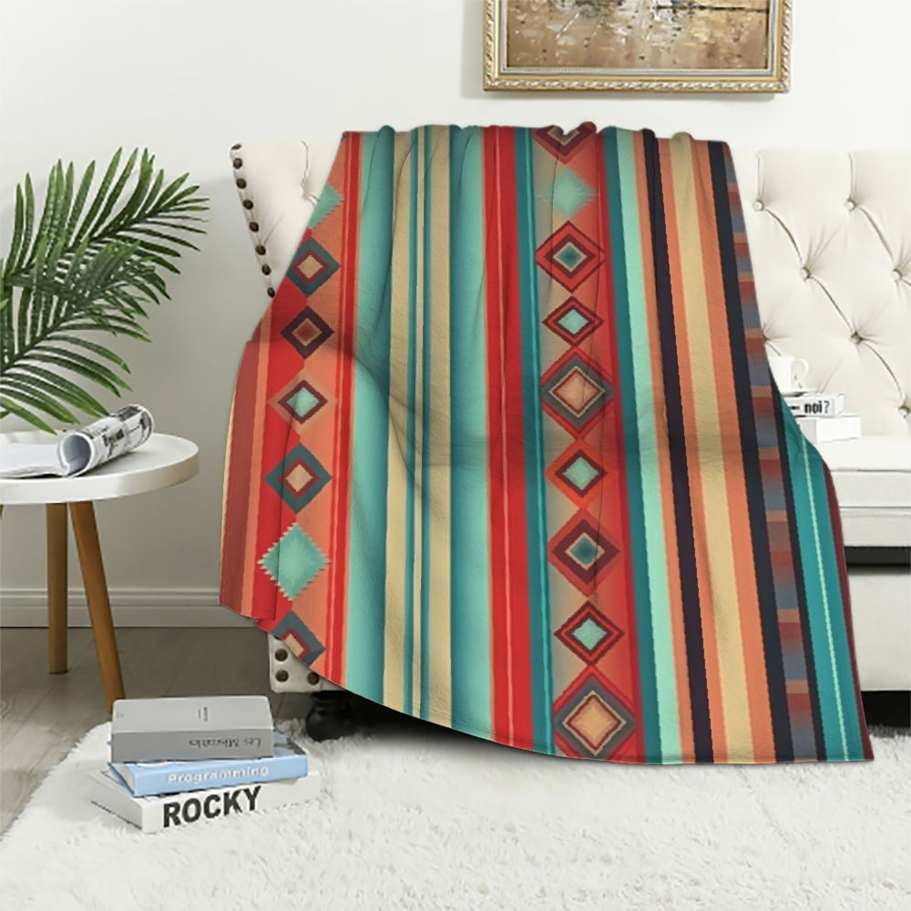 Nawypu Southwest Aztec Western Throw Blanket Soft Flannel Blanket Warm ...