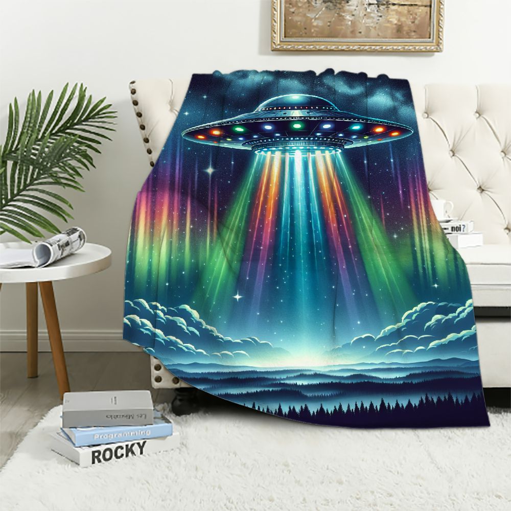 Nawypu Space UFO Blanket, Magic Universe Colorful Rainbow Galaxy Starry ...