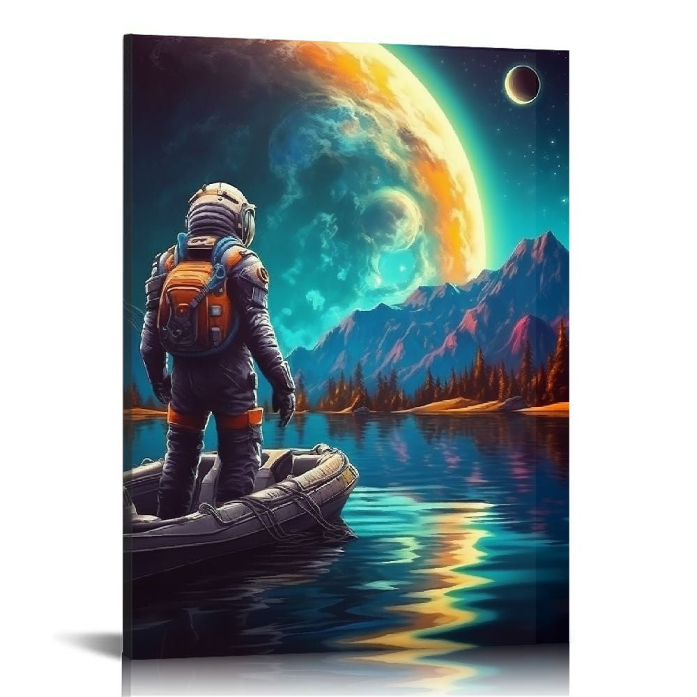 Nawypu Spaceman Wall Art Prints Funny Astronaut Posters Modern Universe ...