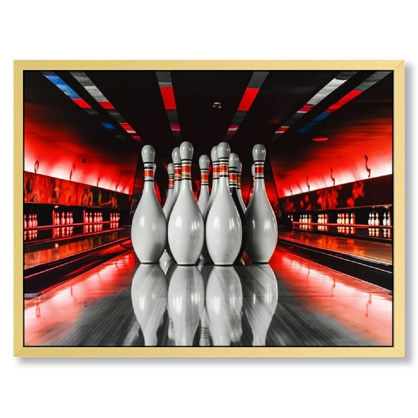 Nawypu Sport Wall Art Canvas Black and White Red Bowling Picture ...