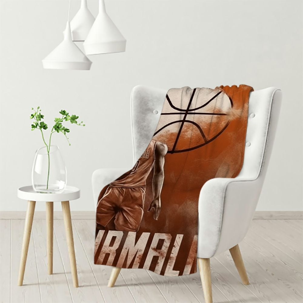 Nawypu Sports Blanket Basketball Blanket Velvet Brown Yellow ...