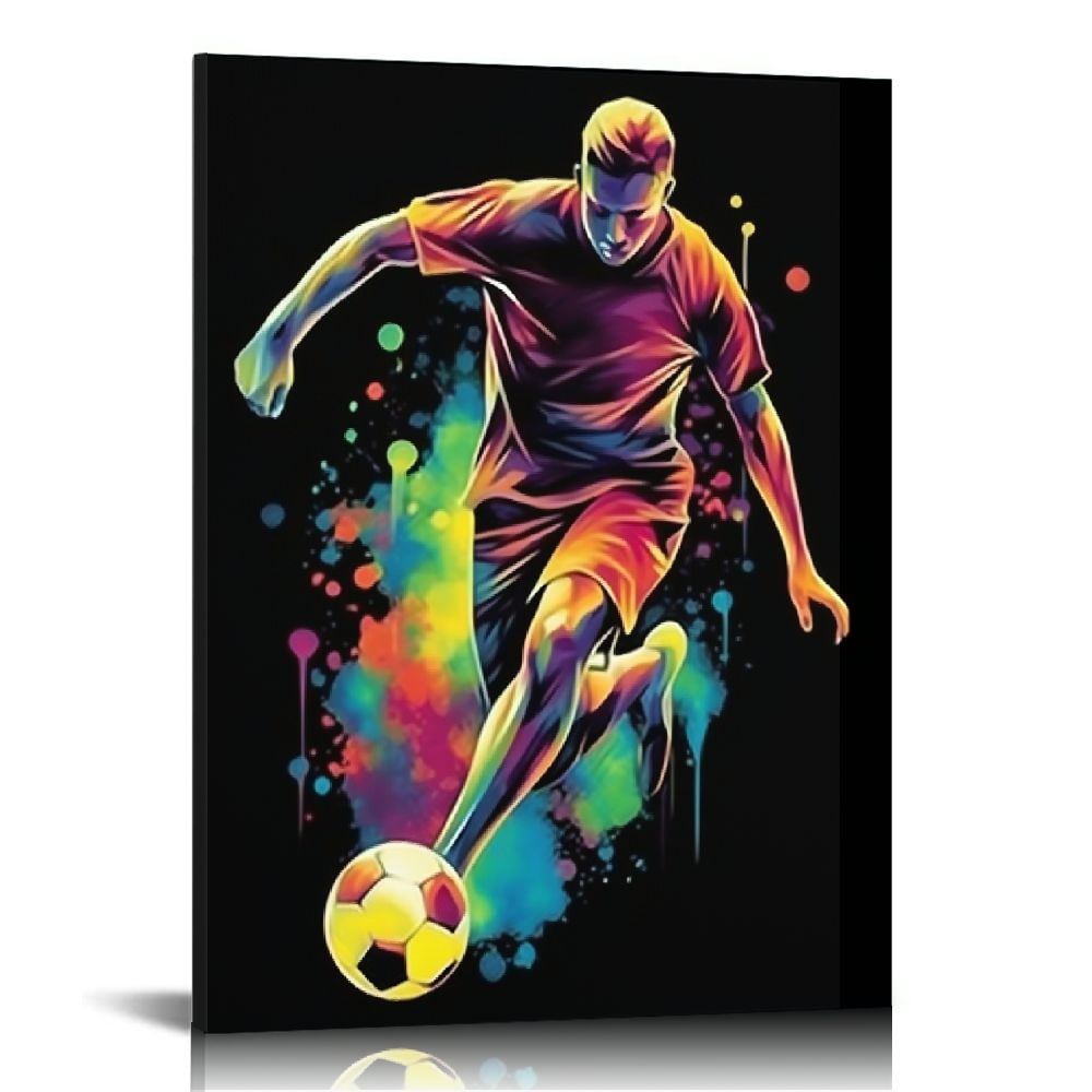 Nawypu Sports Canvas Wall Art for Boys Room Soccer Ball Particle ...